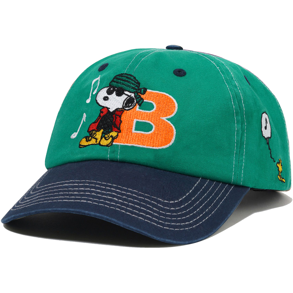 Shop butter goods cap peanuts 6 panel music (washed kelly green/navy ...